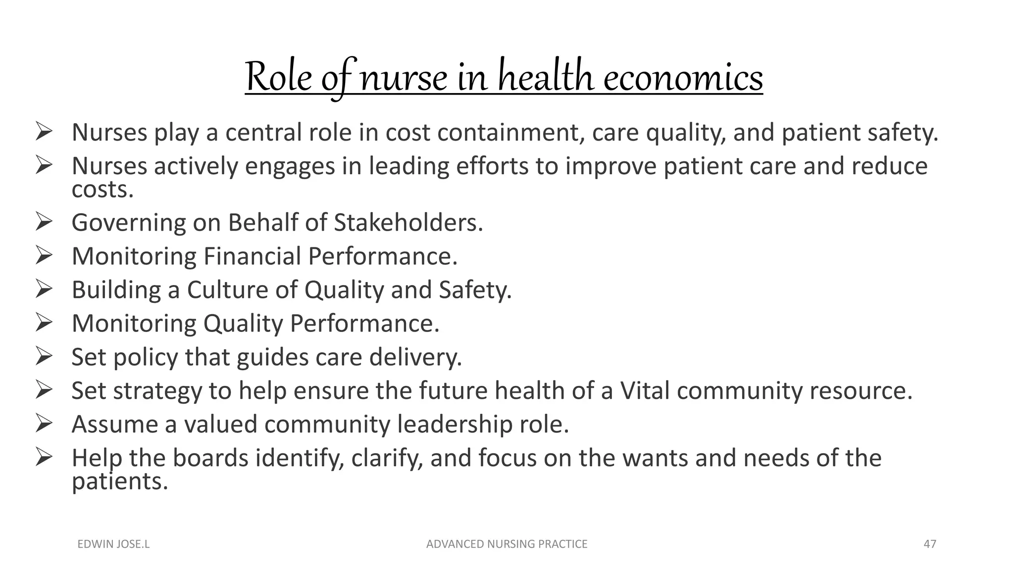 Health care environment, Health Economics, Health constraints, Planning ...