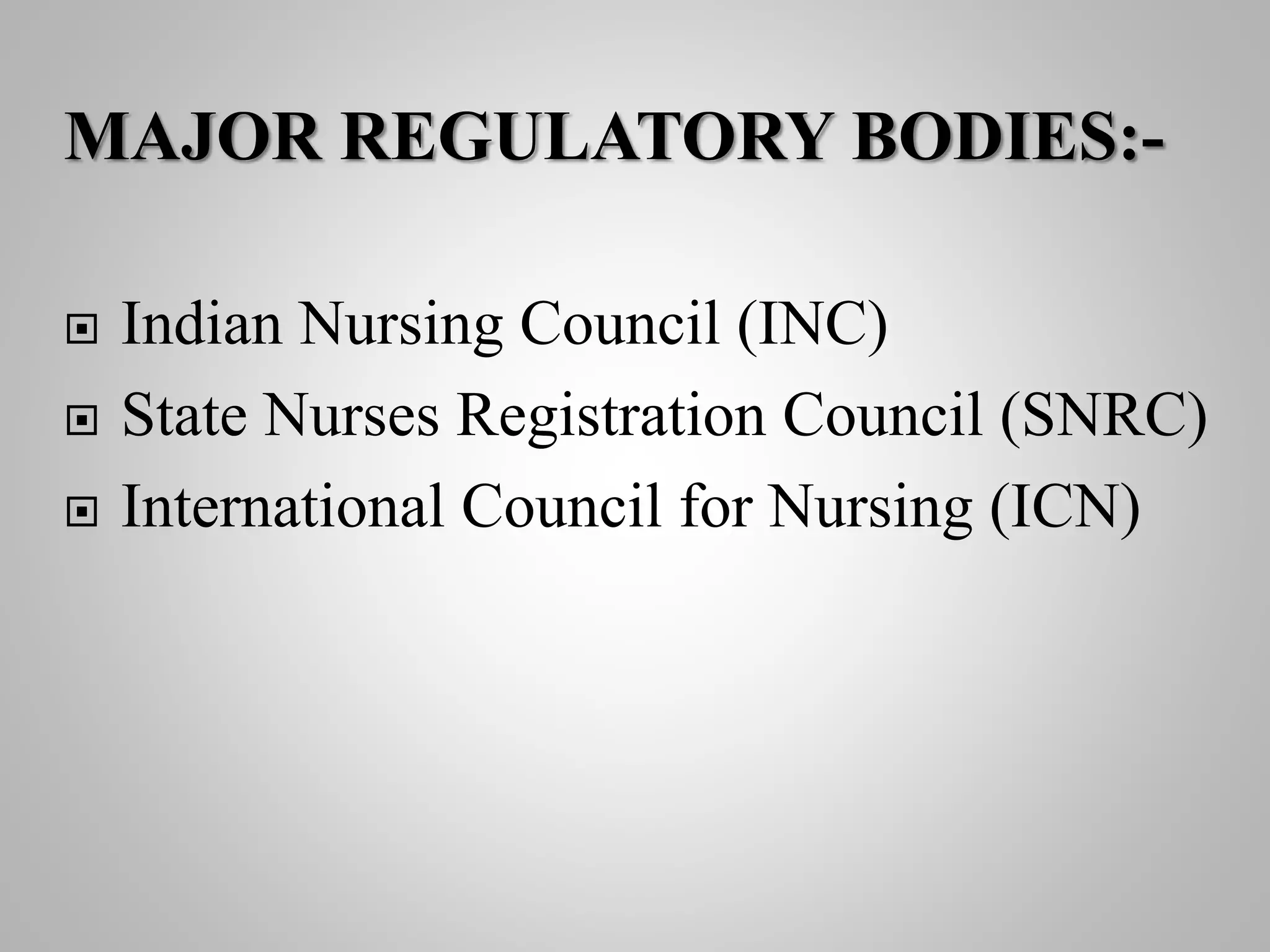 seminar on regulatory bodies and professional organization | PPTX