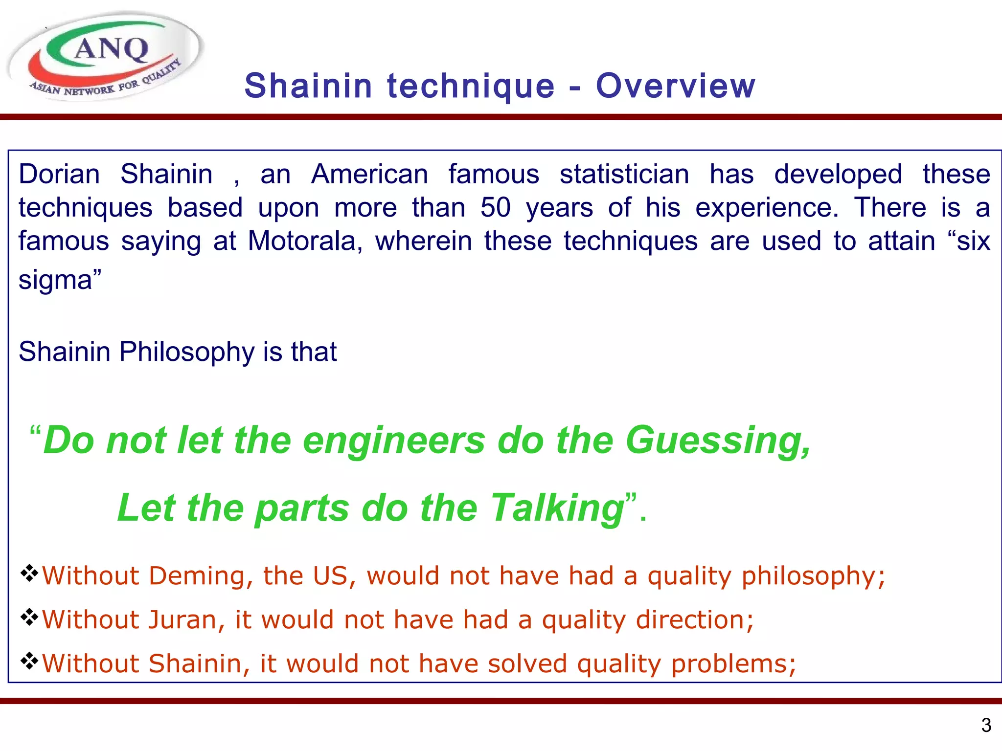 Application of Shainin techniques in Manufacturing Industry- Scientific Problem Solving tool ...