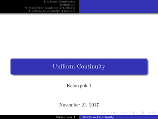 Uniform Continuity | PDF