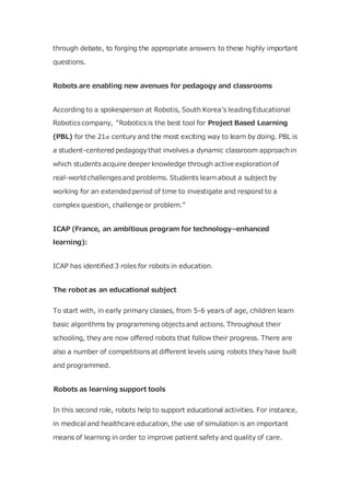 Robots in Education: Why? What? How? And What For? | PDF