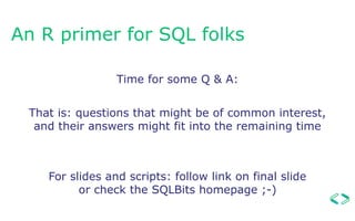 An R primer for SQL folks | PDF