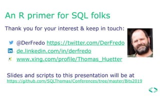 An R primer for SQL folks | PDF