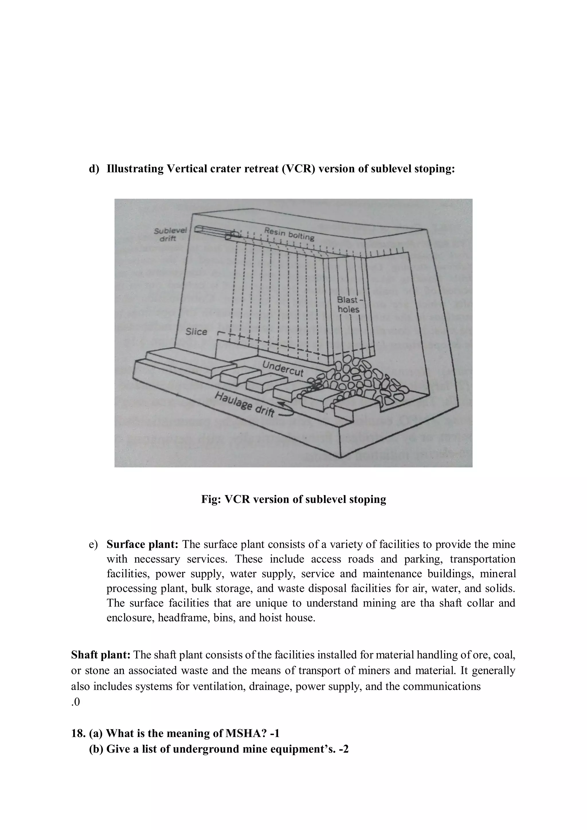 Underground Mining System Question Pattern and Answer | PDF