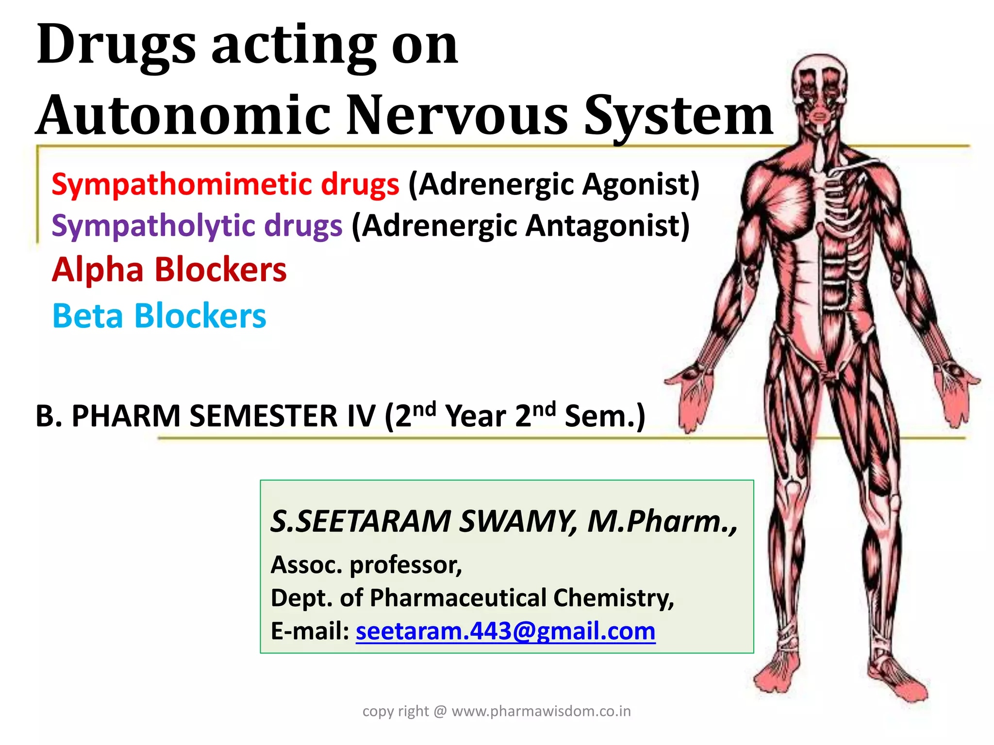 Drugs acting on Autonomic Nervous System / Sympathomimetic drugs ...