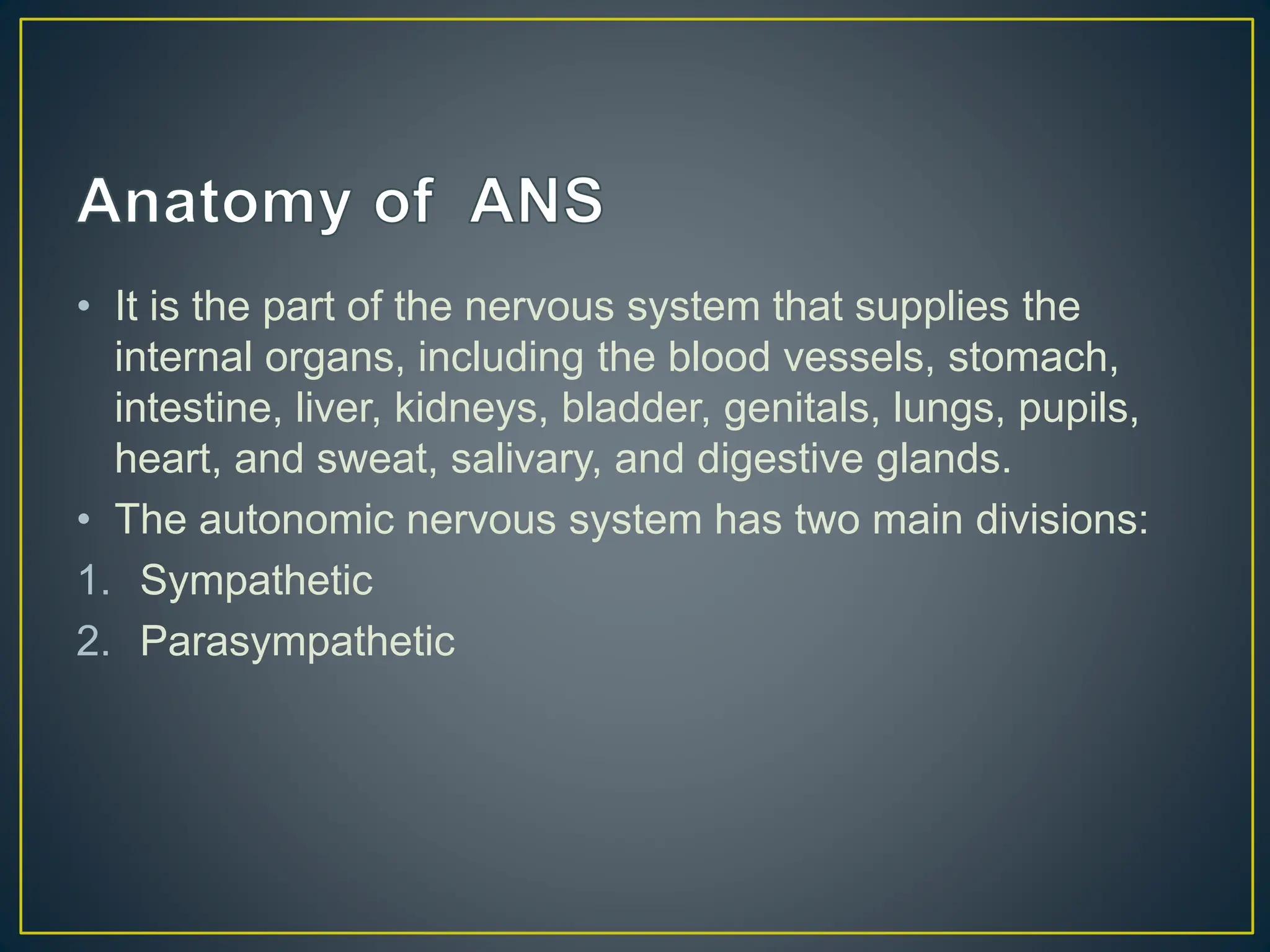 Autonomic nervous system | PPTX | Brain and Nervous System Disorders | Diseases and Conditions
