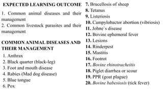 ANS 301, ANIMAL DISEASES, PARASITES AND THEIR MANAGEMENT.pptx