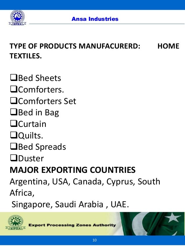 Ansa industries-Export Processing Zone-Pakistan