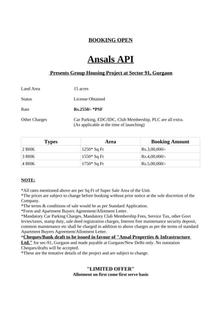 Ansal api 9818531133 9990114352 | DOC