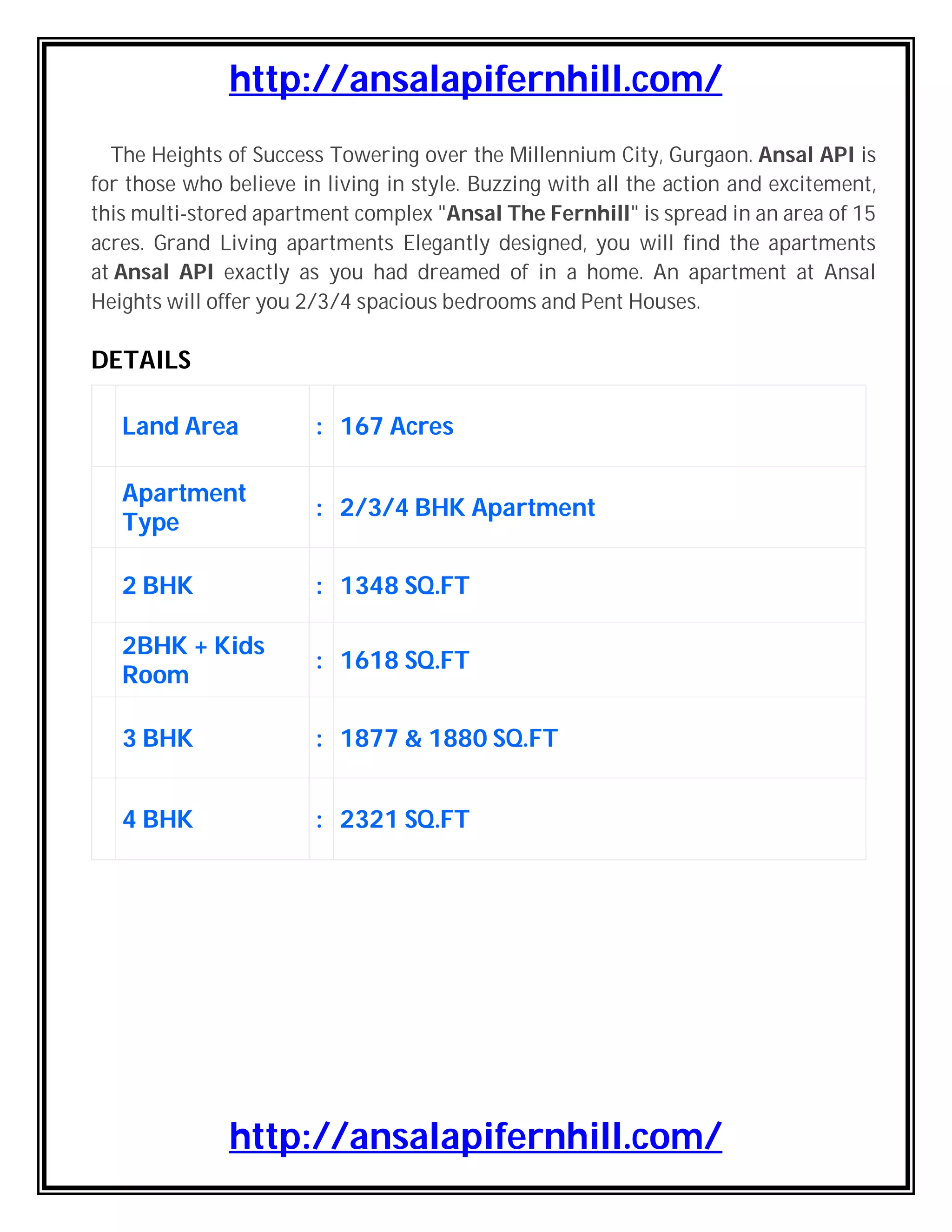 Ansal api fernhill gurgaon sec 91 good floor plans | PDF
