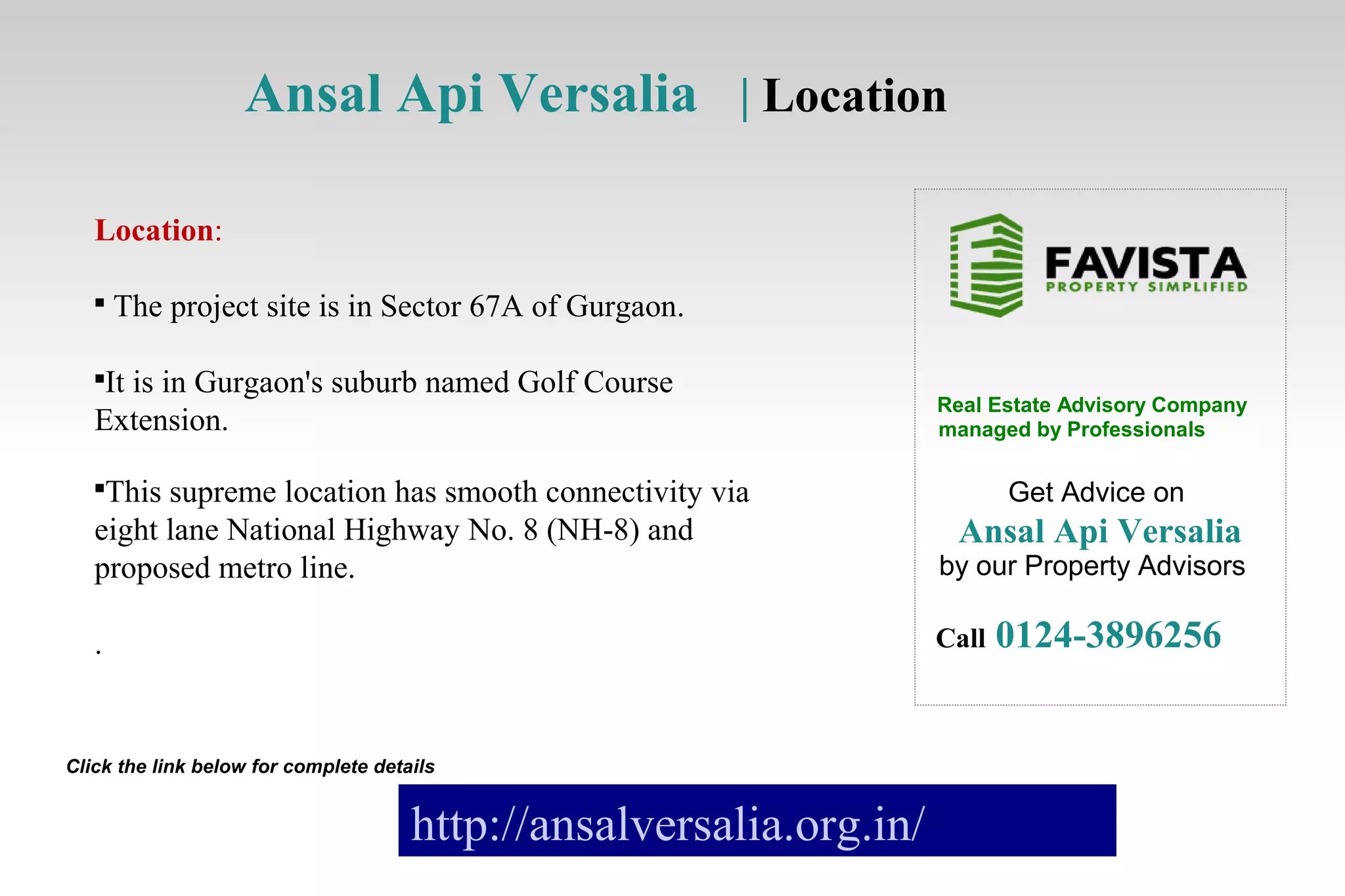 Ansal Api Versalia Sector 67A Gurgaon | PPT