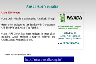 Ansal Api Versalia Sector 67A Gurgaon | PPT