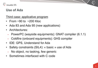 GNAT Pro User Day: Ada at Ansaldo STS | PPT