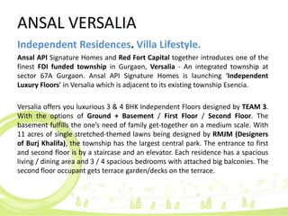 Ansal Versalia Luxury Residences with Lift and Terrace Sec-67a Gurgaon ...