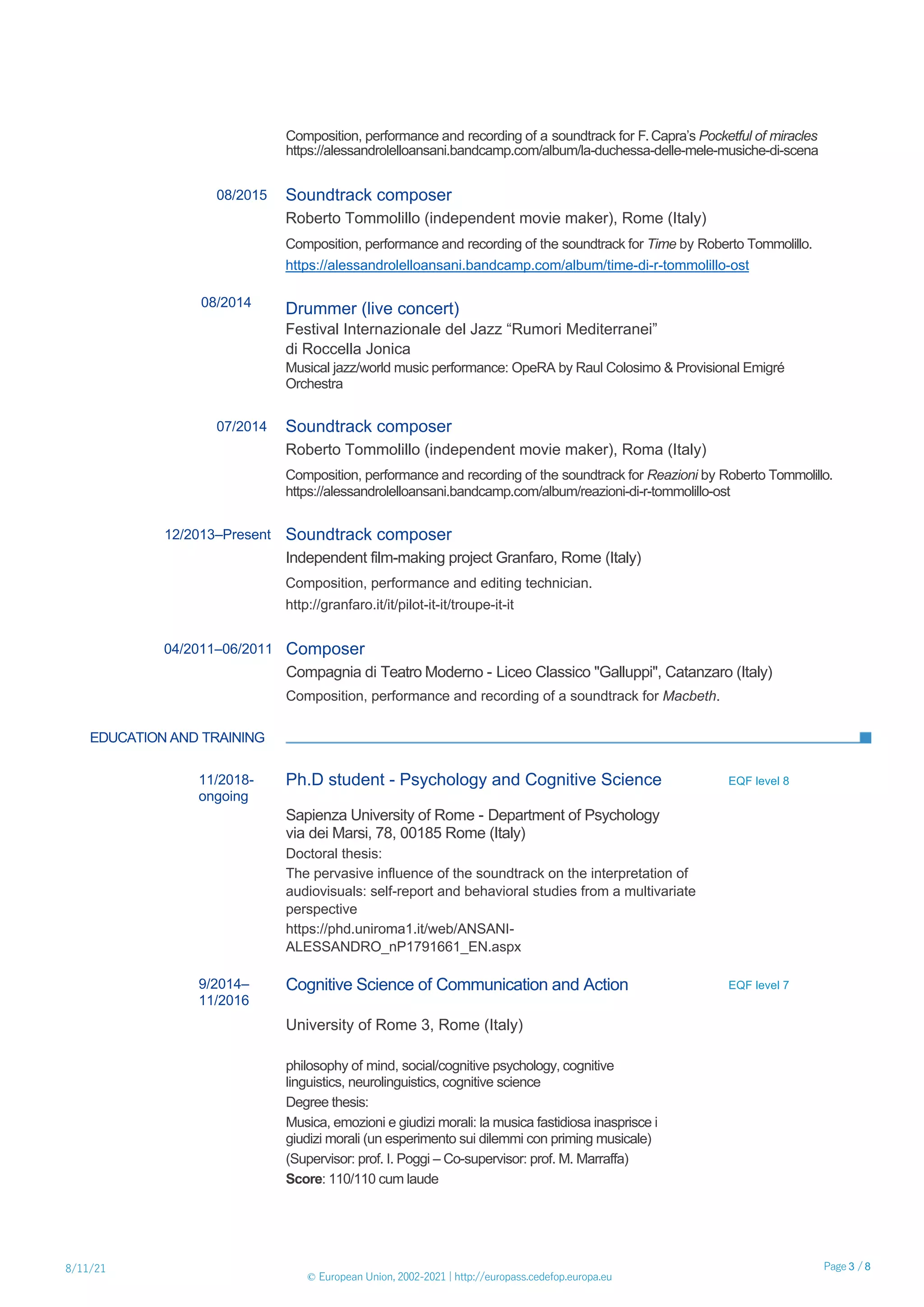 Ansani Alessandro CV (11-2021) | PDF