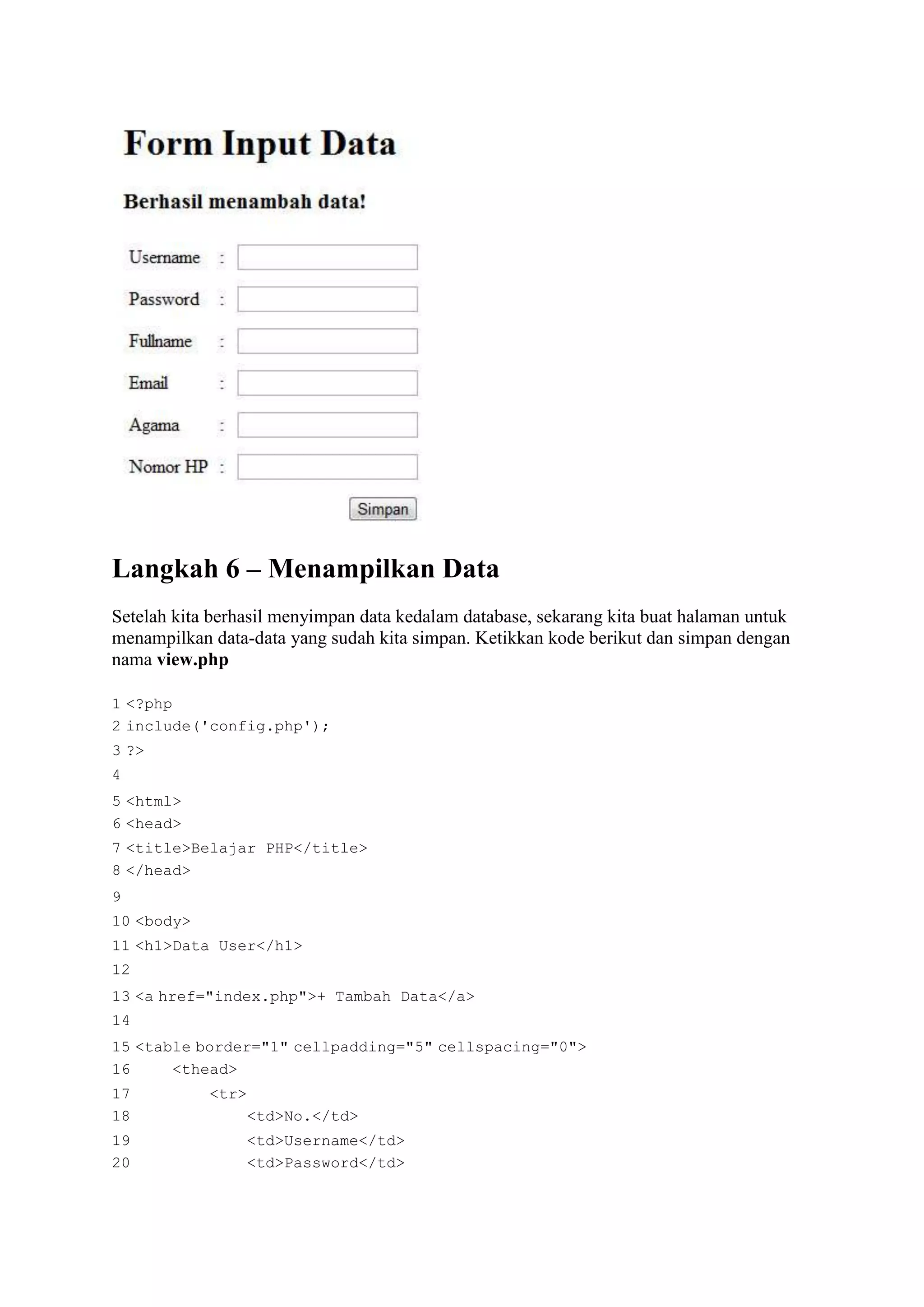 Ansanwan form sederhana php | DOCX