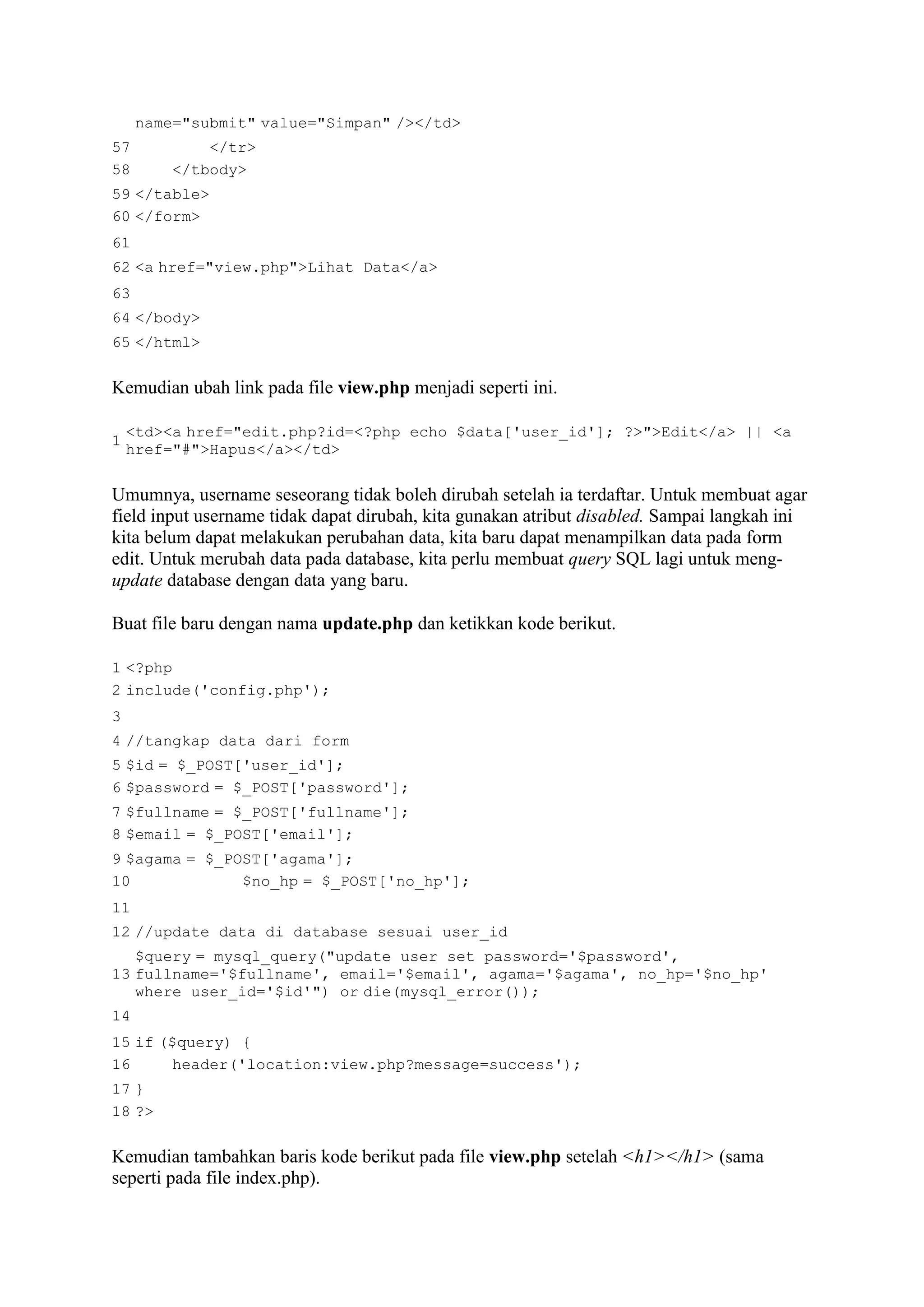 Ansanwan form sederhana php | DOCX