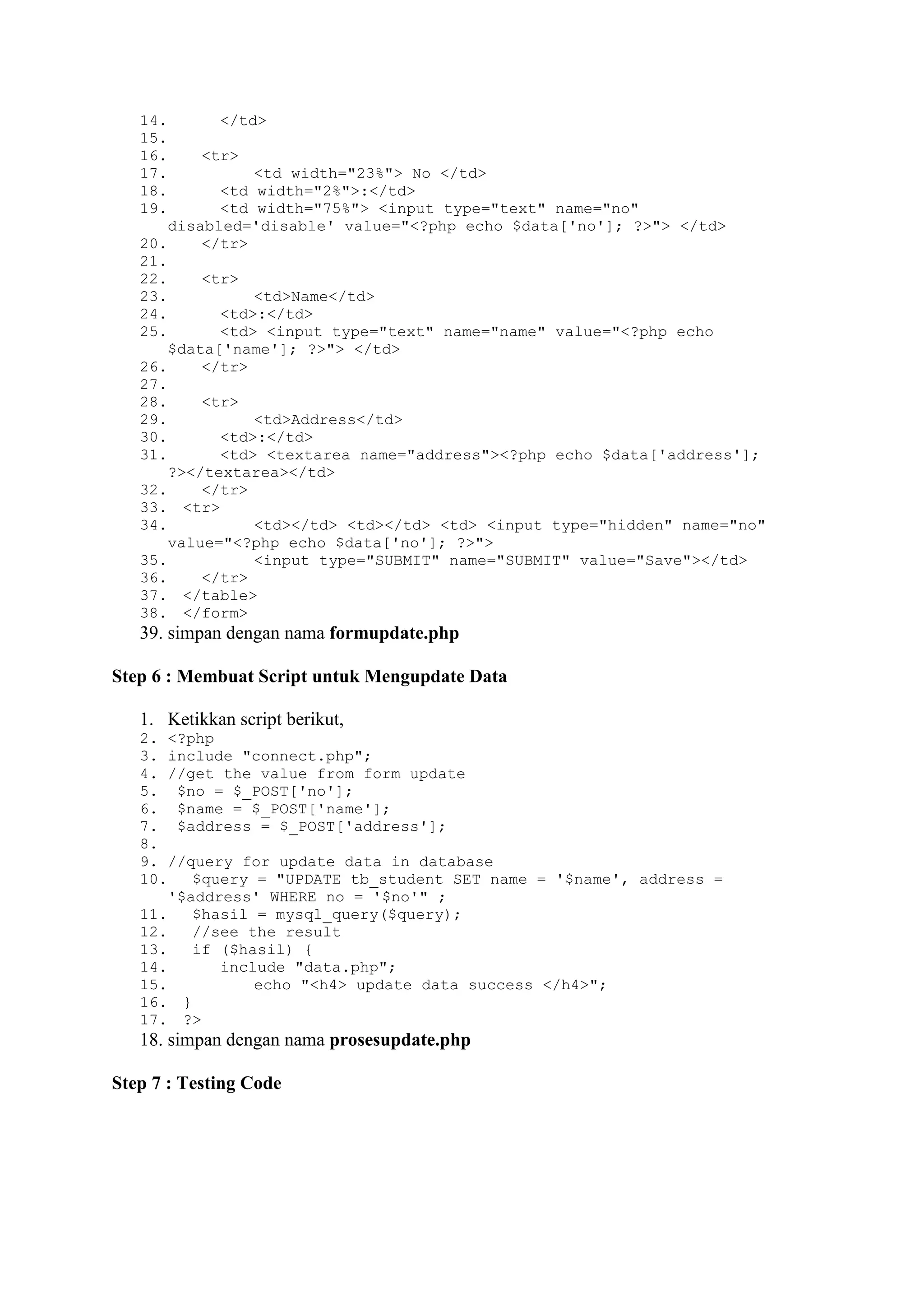 Ansanwan form sederhana php | DOCX