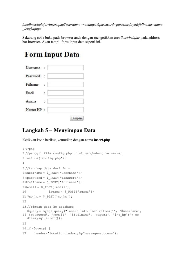 Ansanwan form sederhana php | DOCX