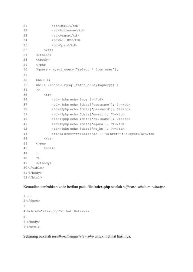 Ansanwan form sederhana php | DOCX