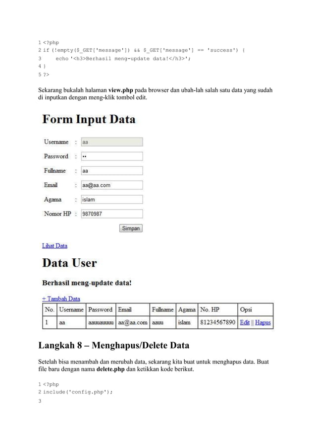 Ansanwan form sederhana php | DOCX