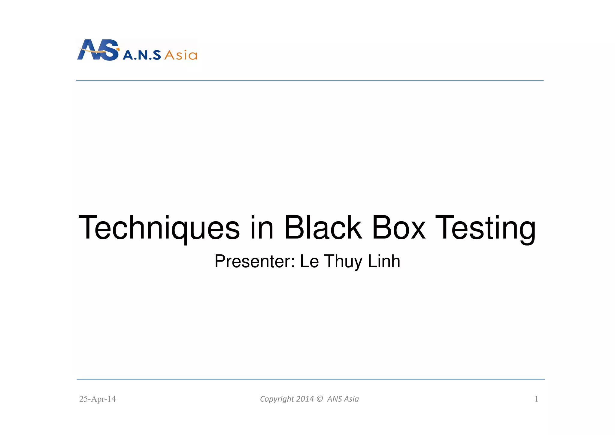 Techniques in black box testing | PPT