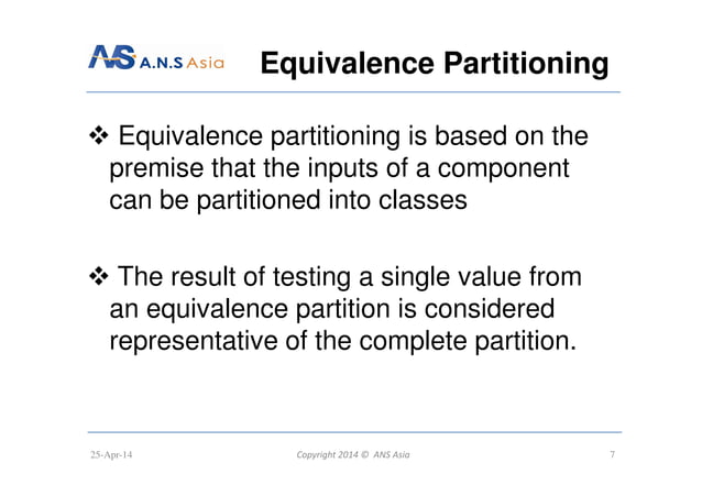 Techniques in black box testing