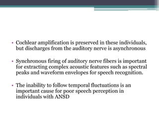 auditory neuropathy spectrum disorder | PPTX