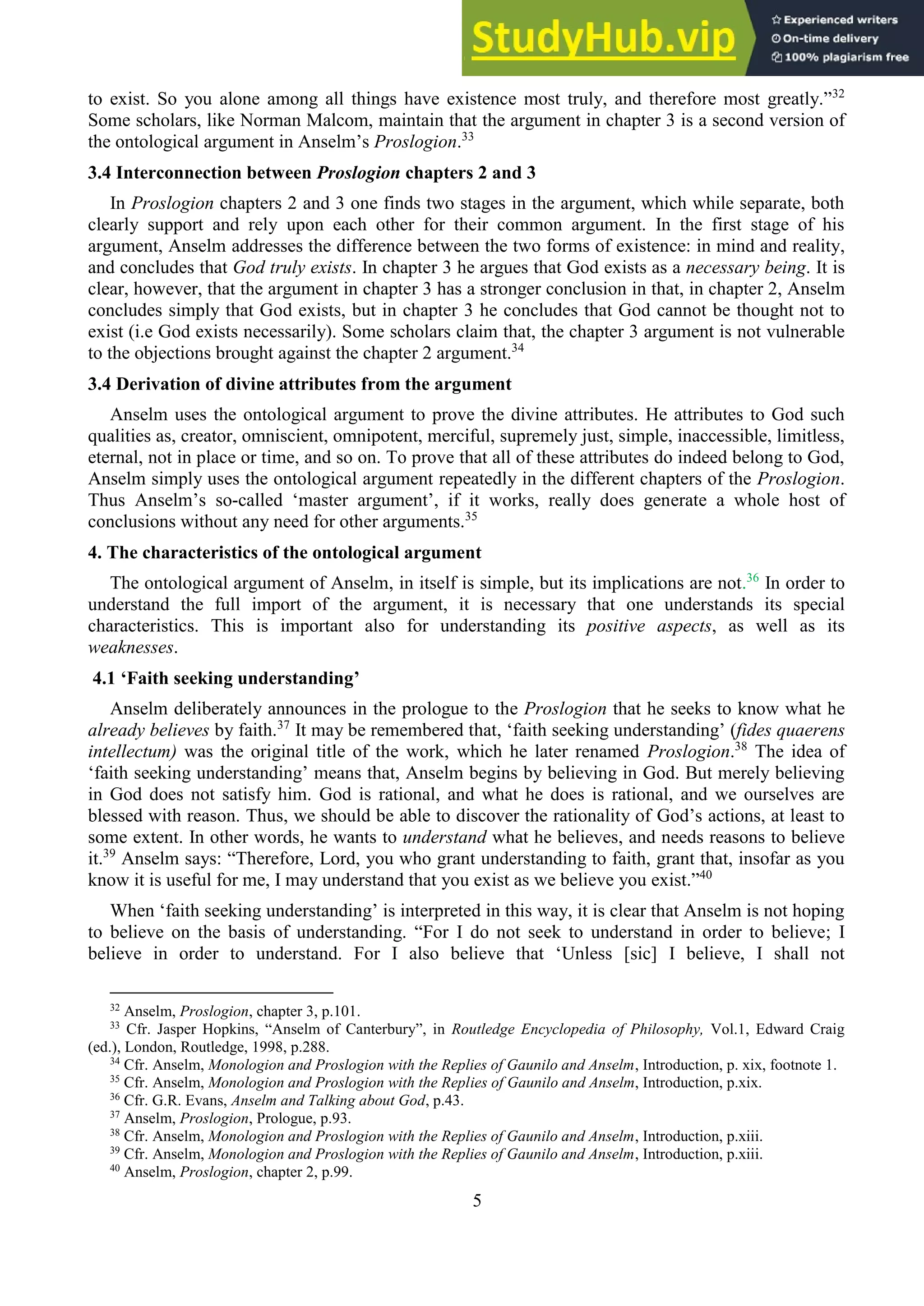 ANSELMS ONTOLOGICAL ARGUMENT | PDF
