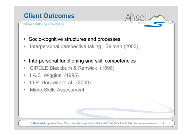 Social Therapy - Outcomes and Evaluation with Personality Disorder a ...