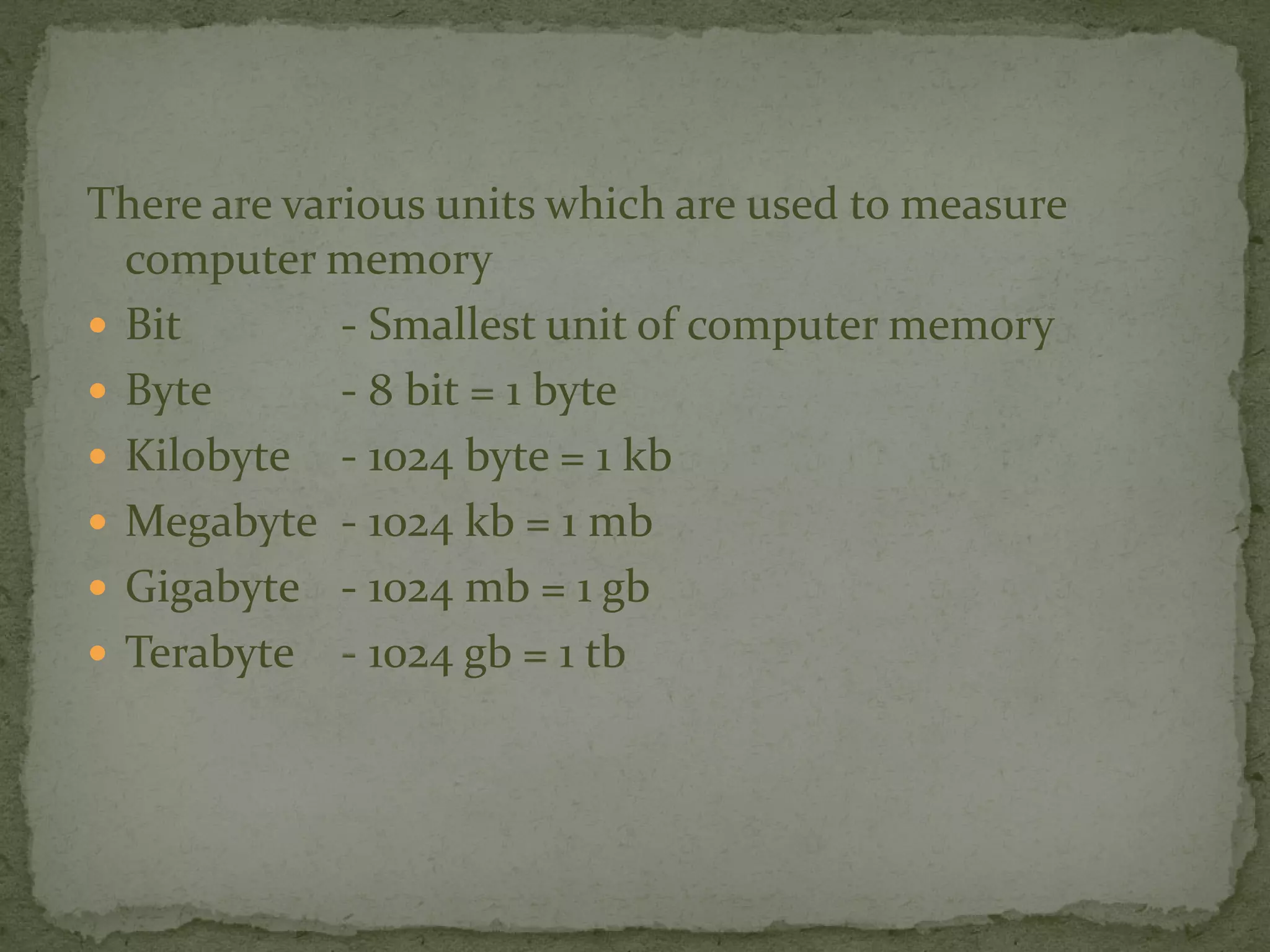 Presentation on computer memory | PPT