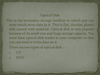 Presentation on computer memory | PPT
