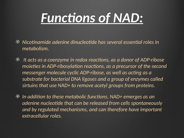 Role of NAD: A Crucial Cellular Coenzyme.pptx | Chemistry | Science