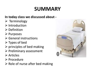 Bed making fundamental procedure by Anshu | PPTX