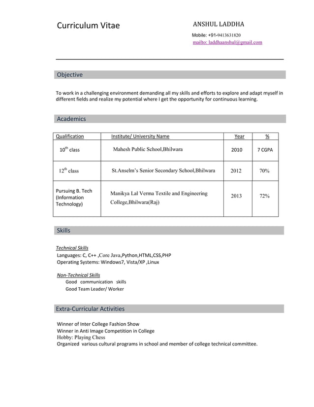 Anshul laddha resume | PDF