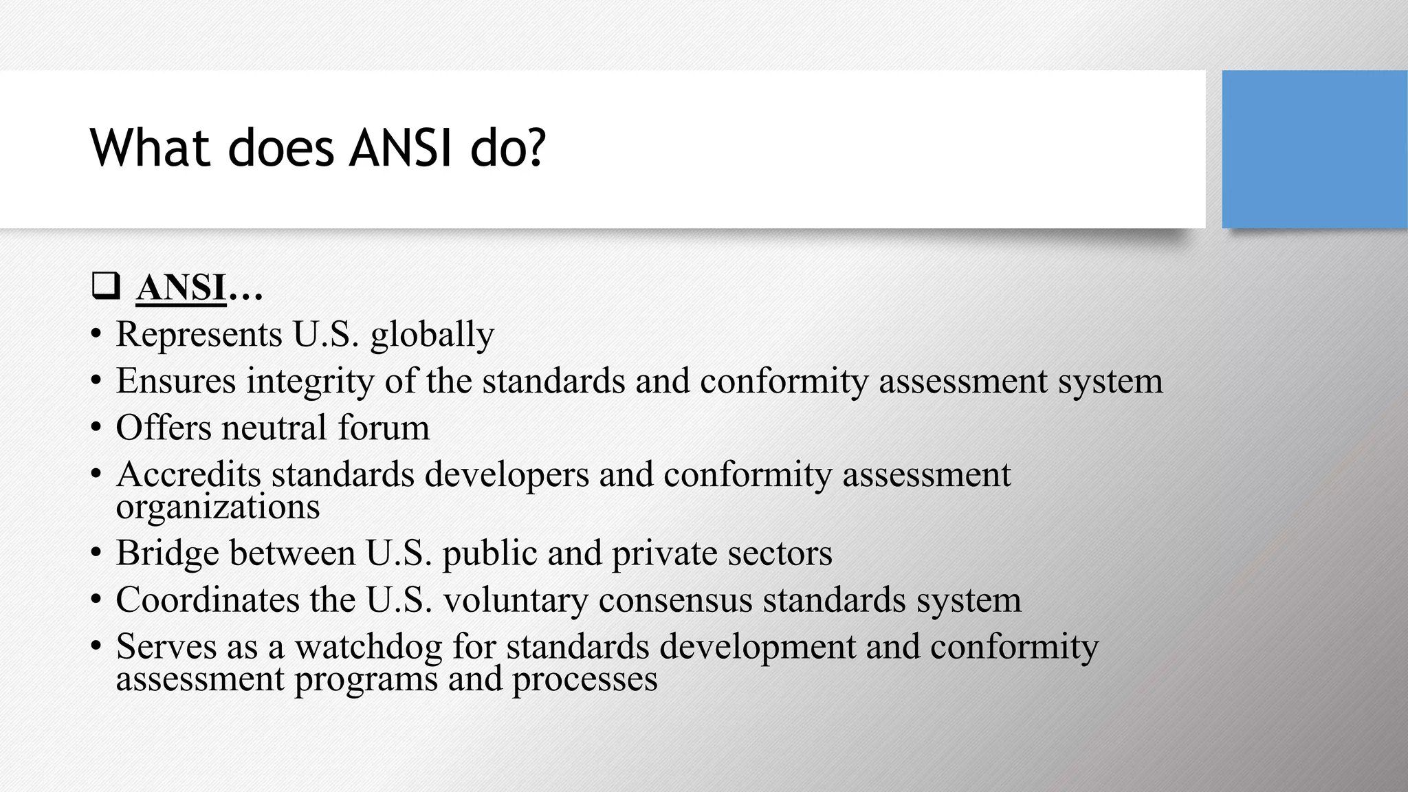 American National Standard Institute (ANSI) | PPTX