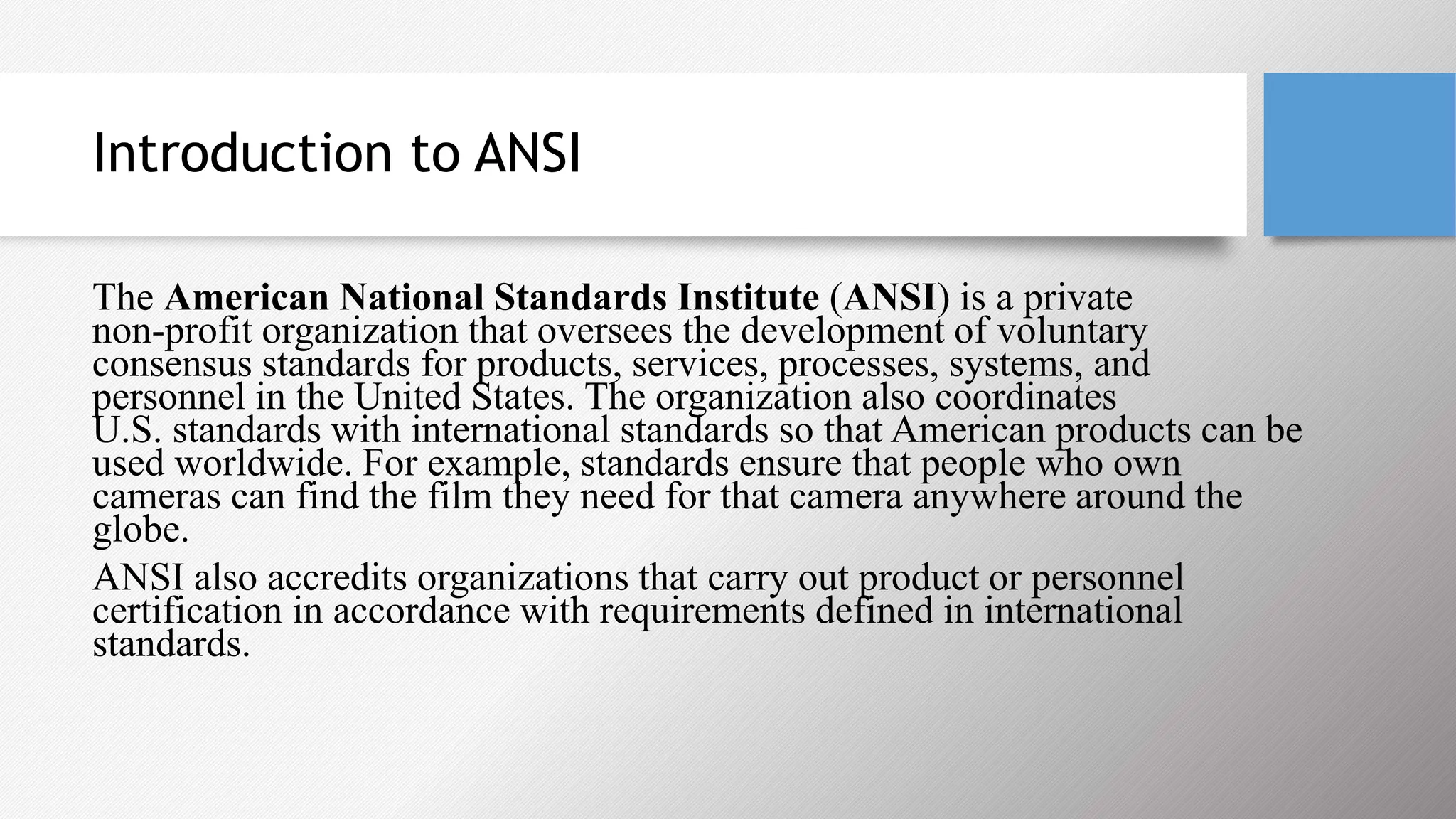 American National Standard Institute (ANSI) | PPTX