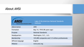 American National Standard Institute (ANSI) | PPTX