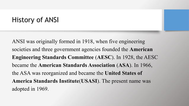 American National Standard Institute (ANSI) | PPTX