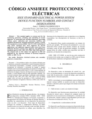 CÓDIGO ANSI-IEE PROTECCIONES ELÉCTRICAS | DOCX