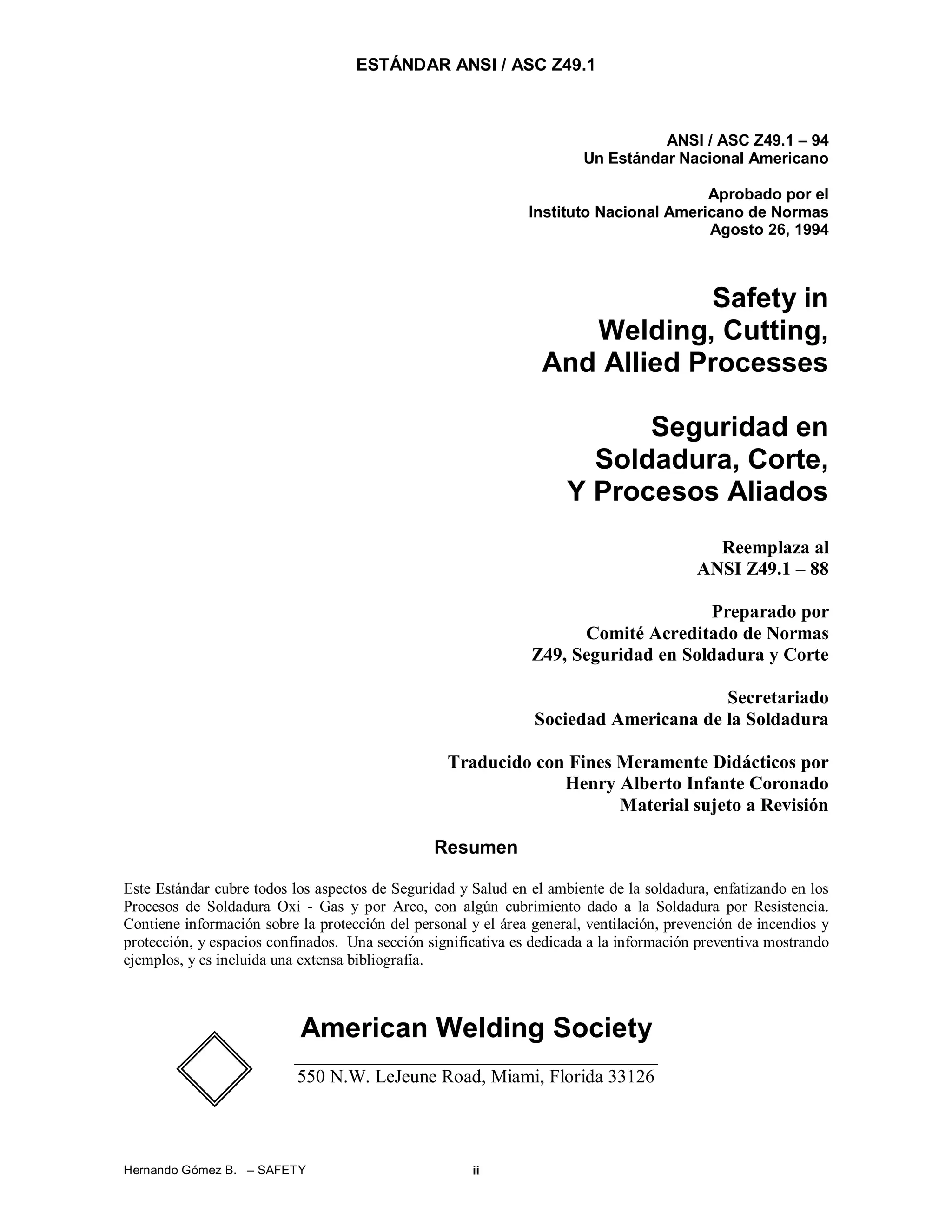 Ansi z49-1-seguridad-en-soldadura español | PDF