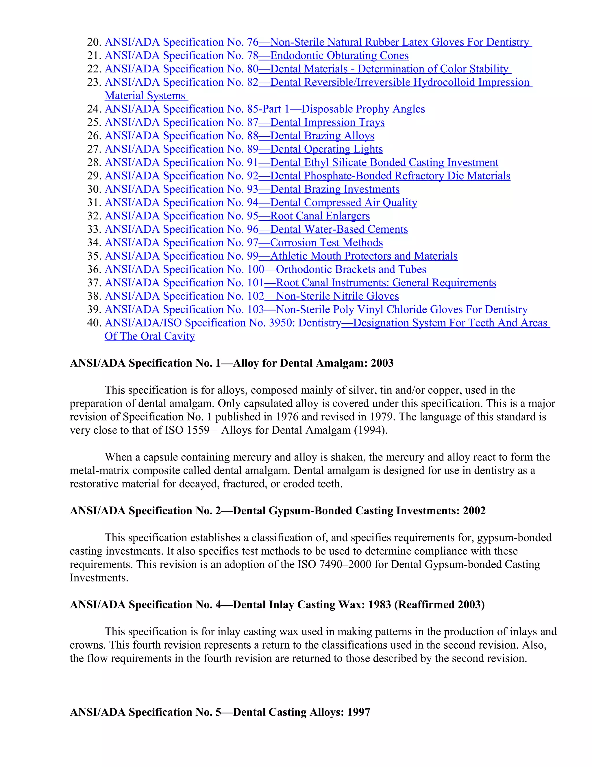 Ansi & ada specification no. 32 | DOC | Dental Health | Diseases and ...