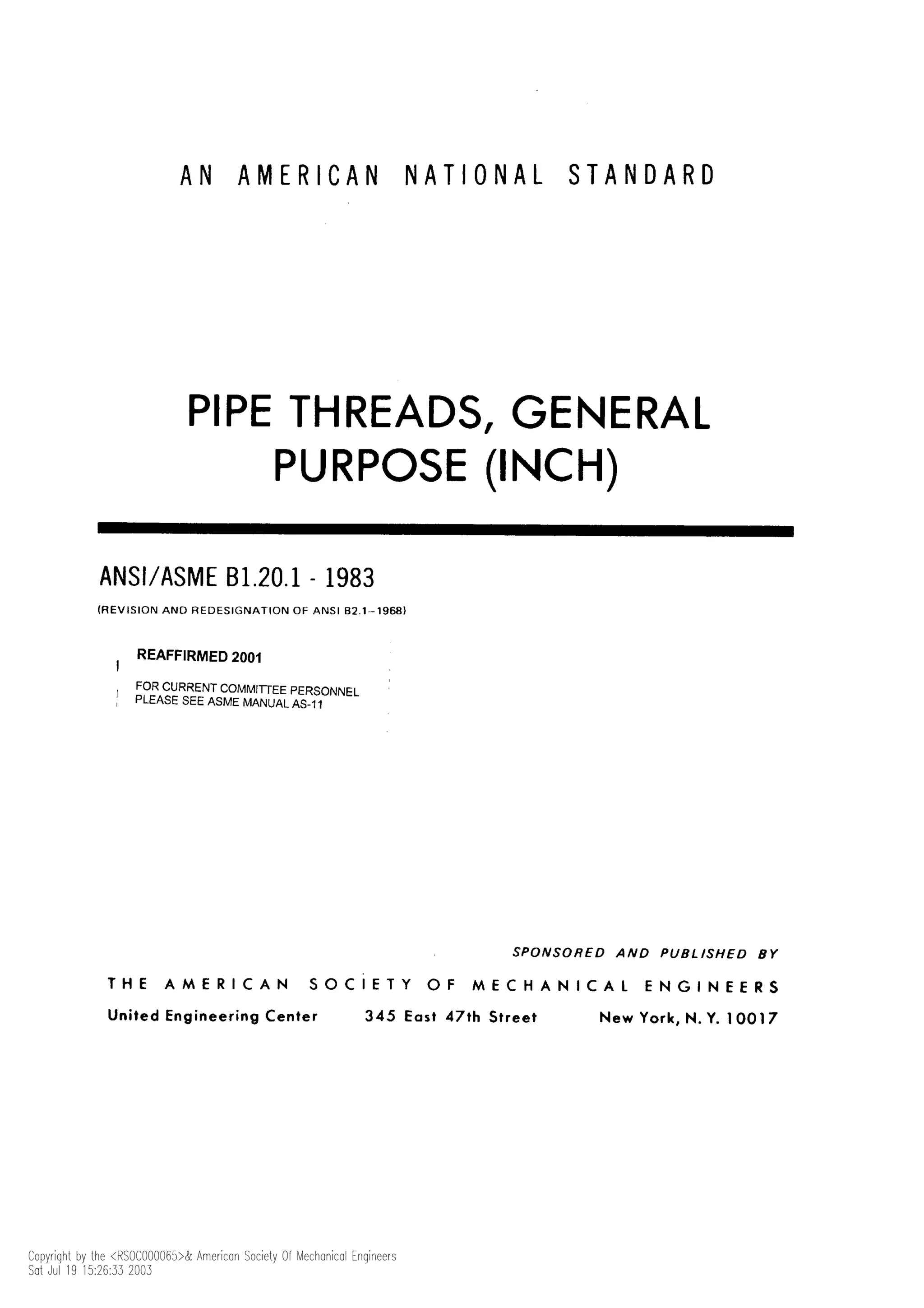 Ansi b1.20.1 | PDF