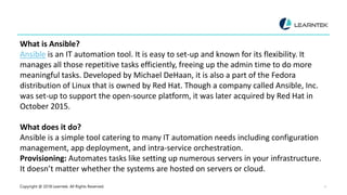 Ansible: Simple yet powerful IT automation tool | PPTX