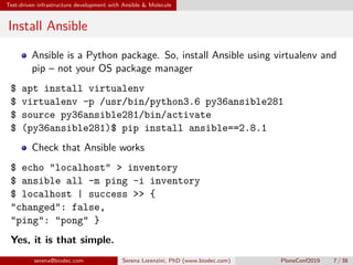 Test driven Infrastructure development with Ansible and Molecule | PPT