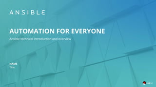 Ansible automation sa technical deck q2 fy19 | PPT