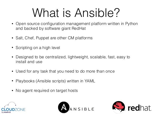 Ansible 2.0 - How to use Ansible to automate your applications in AWS. Ansible 2.0 - How to use Ansible to automate your applications in AWS.