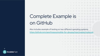Continuous Testing With Molecule Ansible And Github Actions Ppt