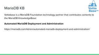Automate MariaDB Galera clusters deployments with Ansible | PPT