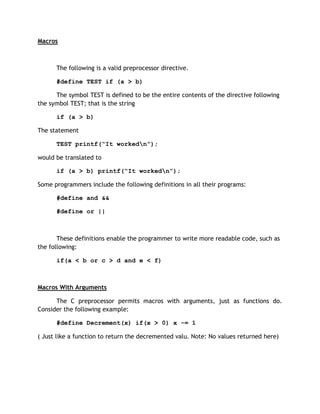 ANSI C Macros | PDF | Programming Languages | Computing